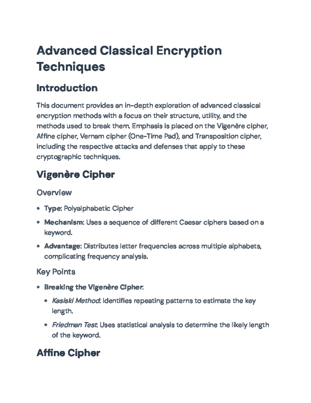 Advanced Classical Encryption Techniques Overview and Analysis ...