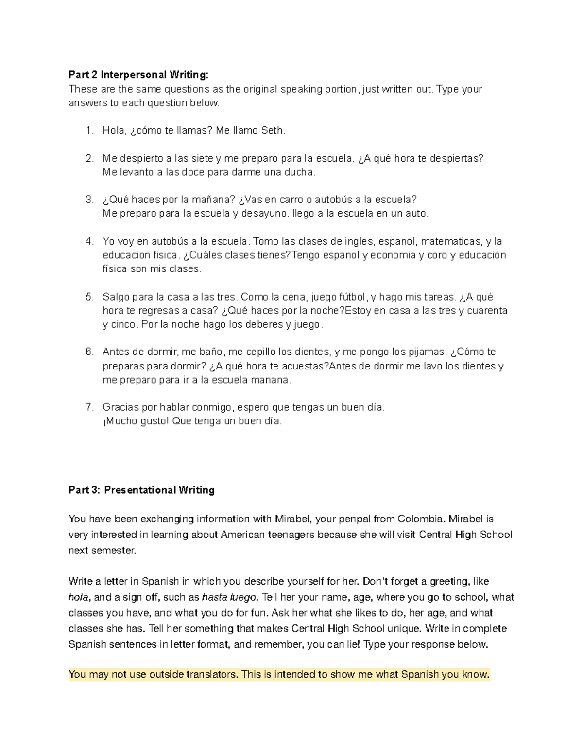 Seth´s Part 2-3 Interpersonal and Presentational - Part 2 Interpersonal ...