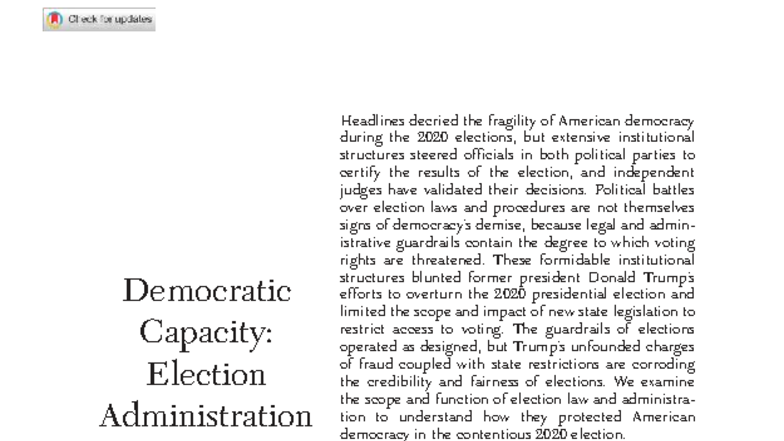 1061318ANN Democratic Capacity: Election Admin's Role in 2020 Elections ...