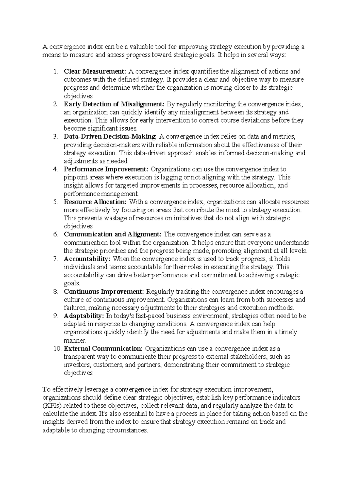 Improving Strategy Execution with a Convergence Index: Key Insights ...