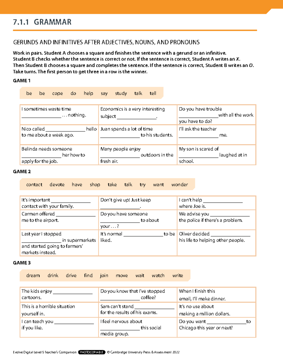 Grammar Practice U7: Gerunds & Infinitives After Adjectives, Nouns ...