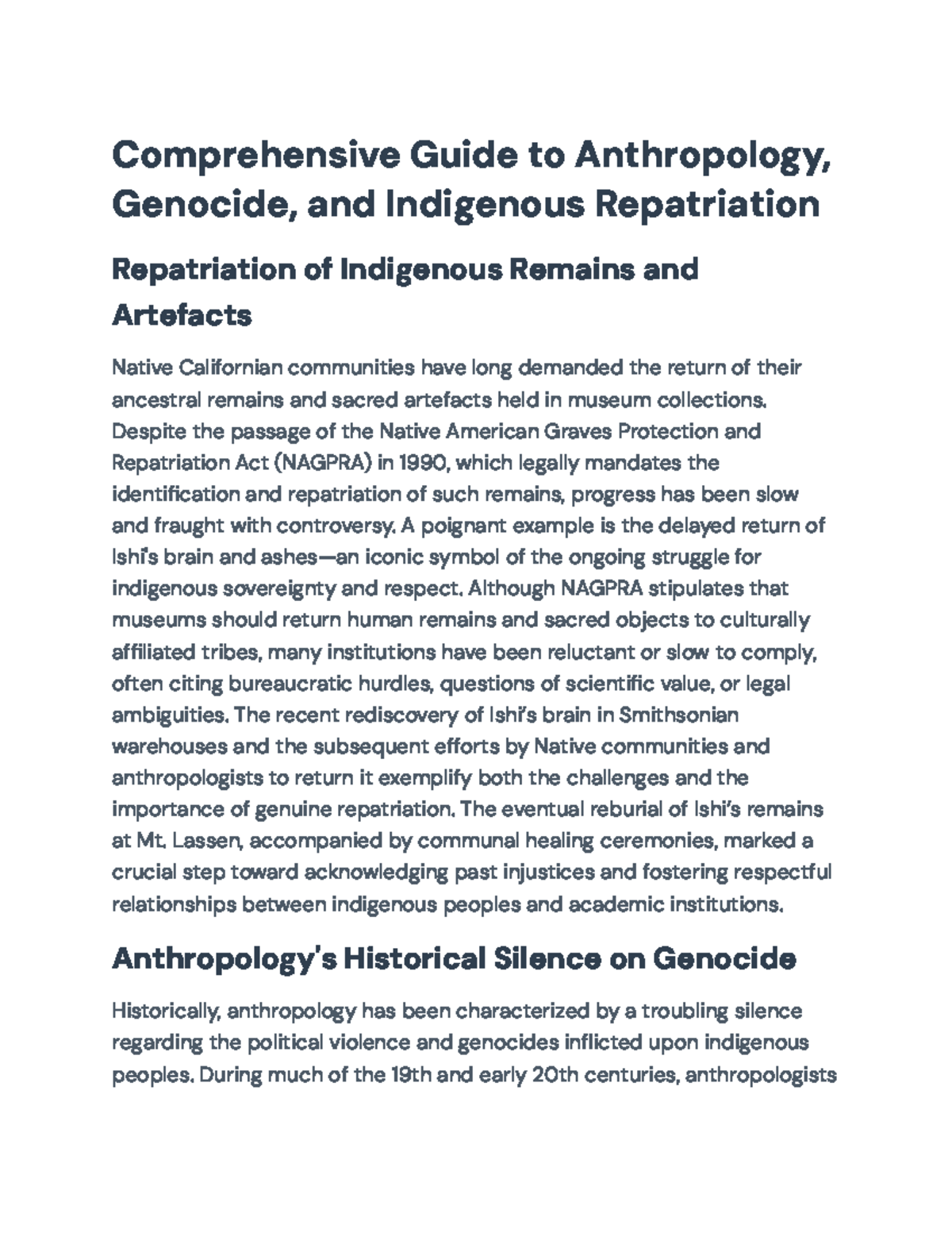 Reimagining Anthropology: Ethical Engagement & Ishi's Legacy - Studocu