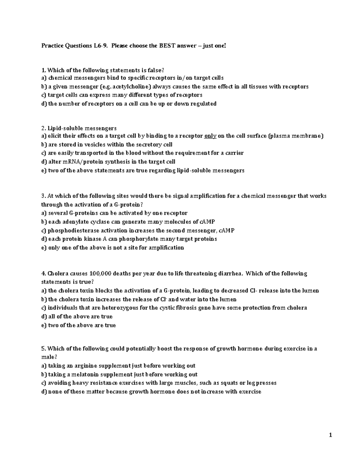 L6-9 F22 PQs - Practice Questions for Lectures 6-9 in BIOL 1080 - Studocu