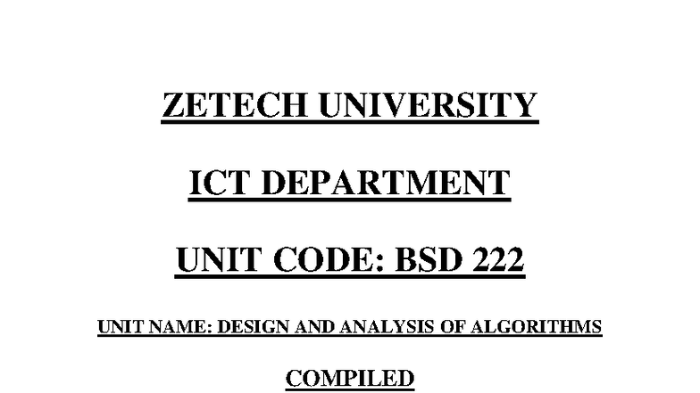 BSD 101: Introduction to Algorithms - Lecture Notes - Studocu