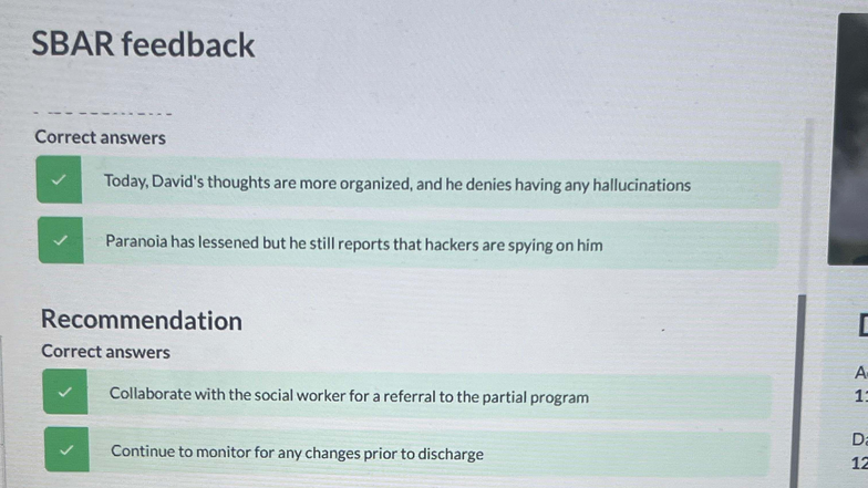 SBAR Report for David Carter: Feedback & Recommendations - Studocu