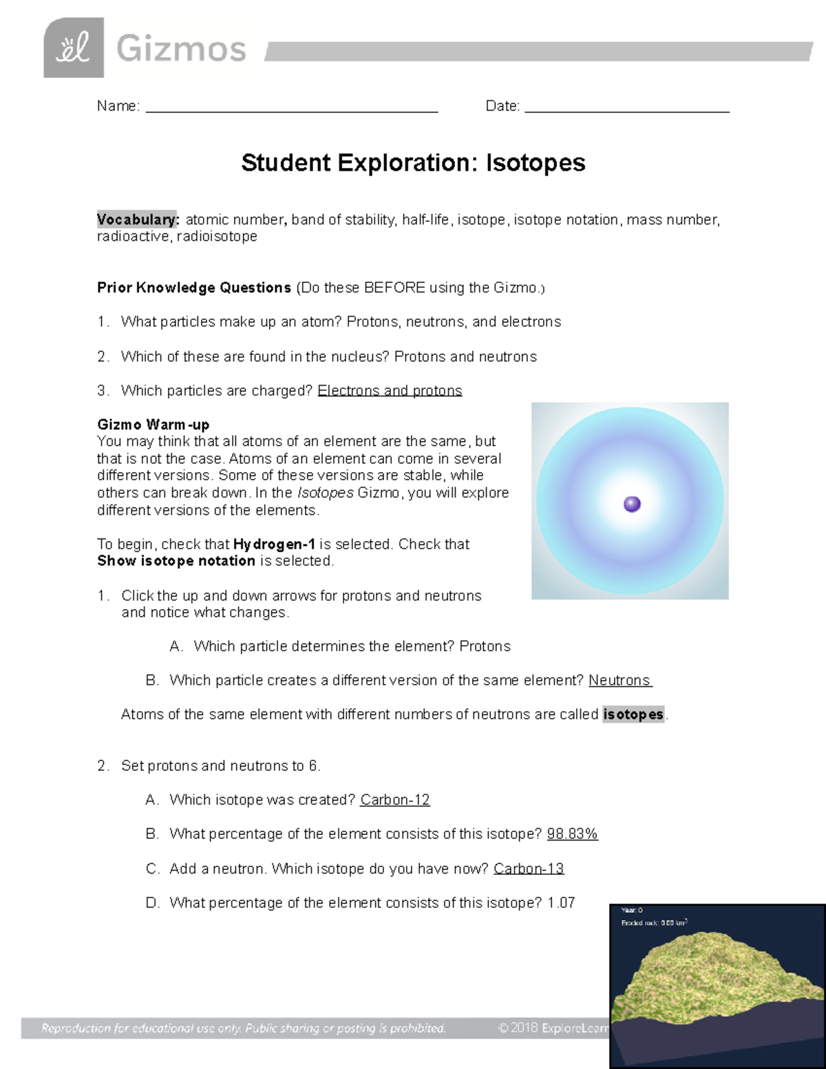 ChmLab 2.1 Student Exploration: Understanding Isotopes and Stability ...