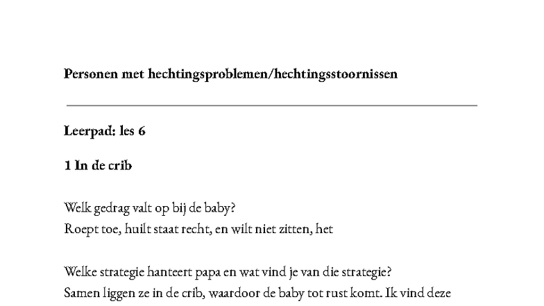 Leerpad: Emotionele en Gedragsproblemen - Les 6 Hechting en ...