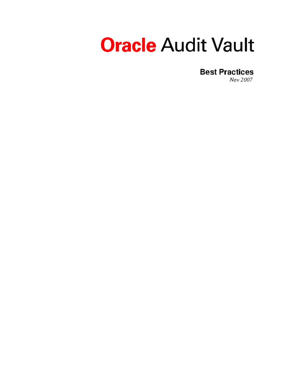 Oracle Audit Vault Best Practices (TWP-AUDITVAULT-2007) - Studocu