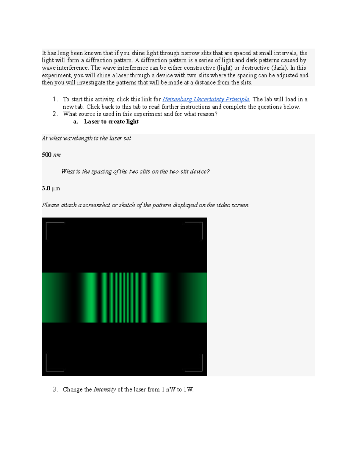 Heisenberg Lab Experiment: Investigating Two-Slit Diffraction Patterns ...