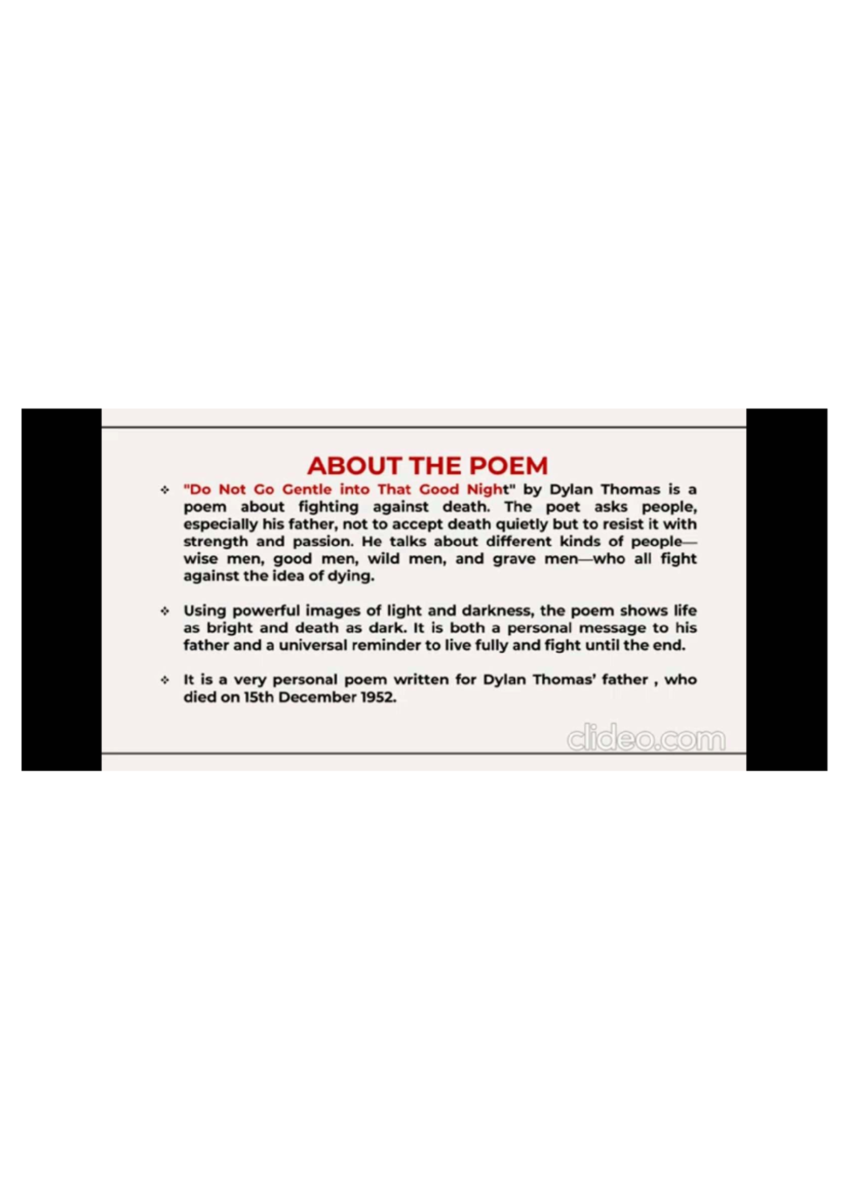 ENG 101: Summary of "Do Not Go Gentle into That Good Night" - Studocu