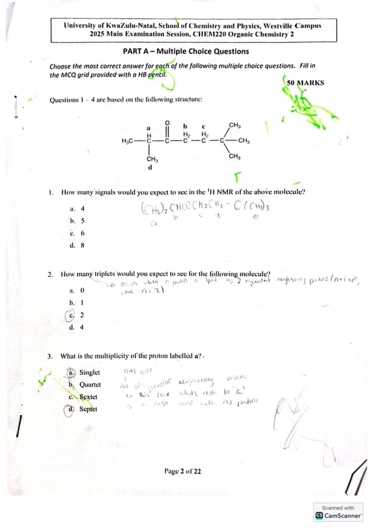 CHEM220 Organic Chemistry 2 Final Exam MCQs - Studocu