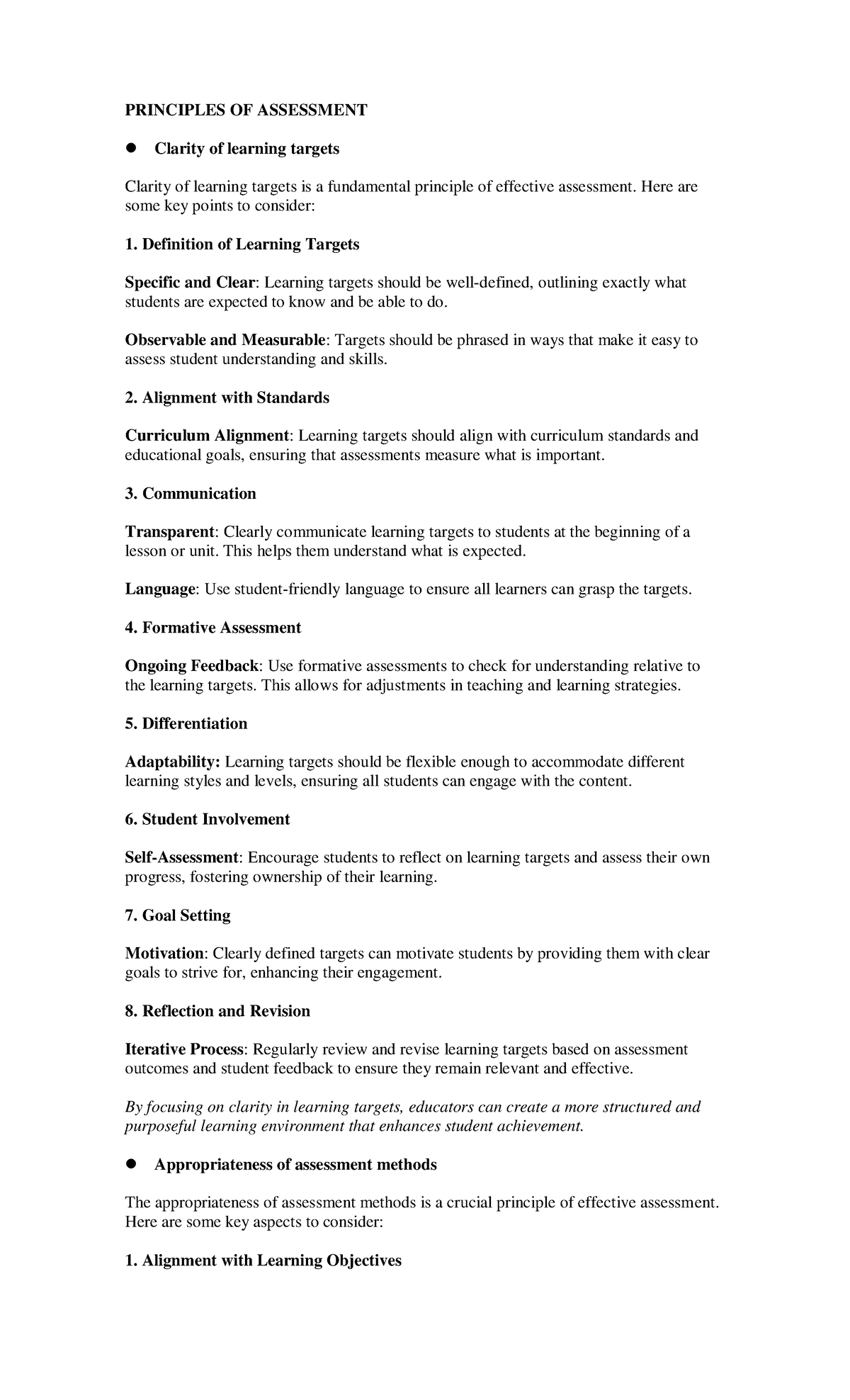 Principles of Assessment: Clarity & Methods for Effective Learning ...