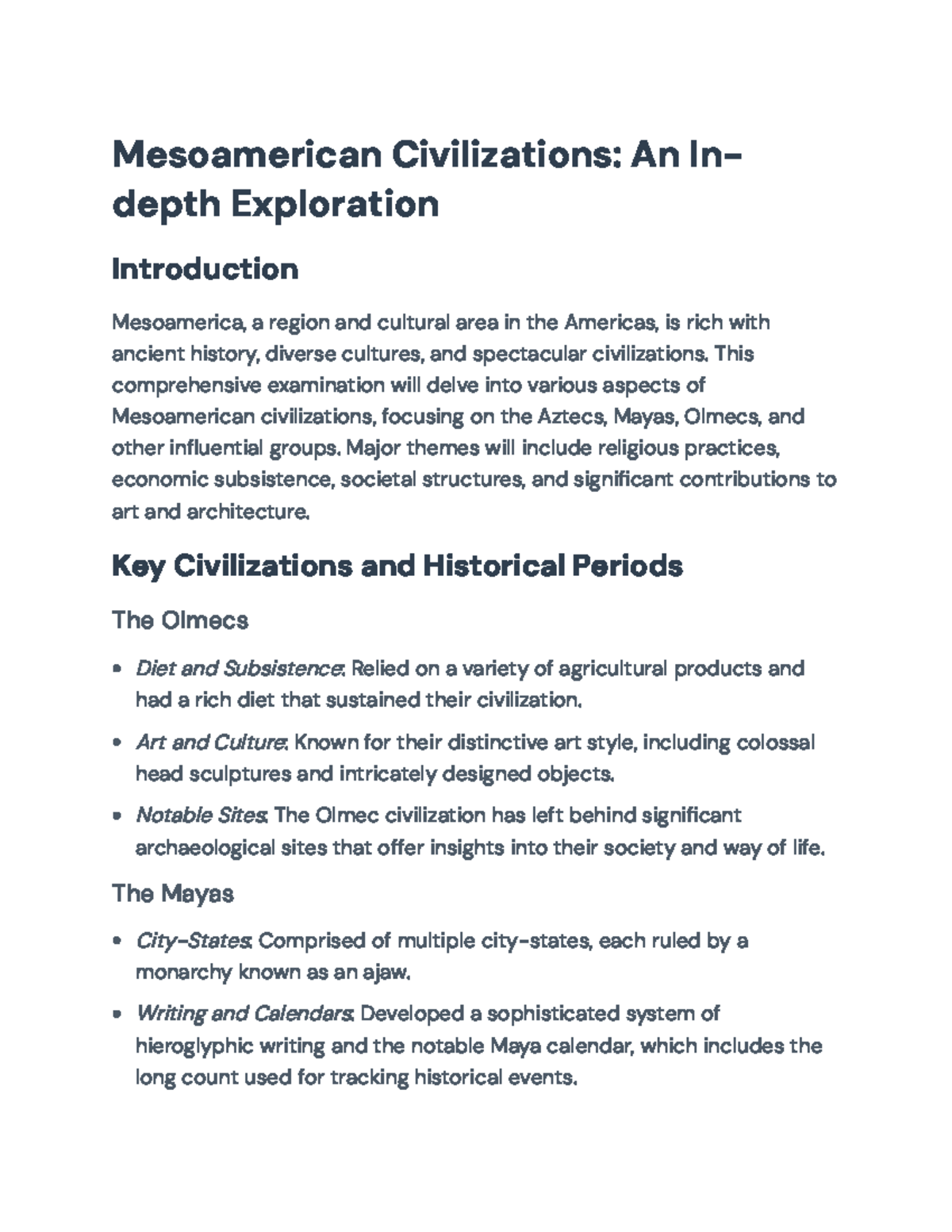 Mesoamerican Civilizations: In-Depth Study of Aztecs, Mayas, Olmecs ...