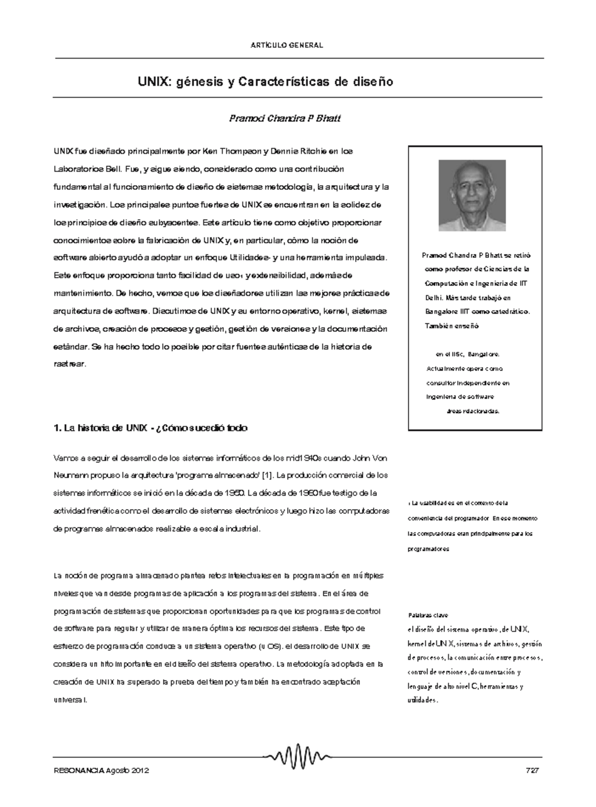 00 UNIX español - unix - UNIX: génesis y Características de diseño Pramod Chandra P Bhatt ...