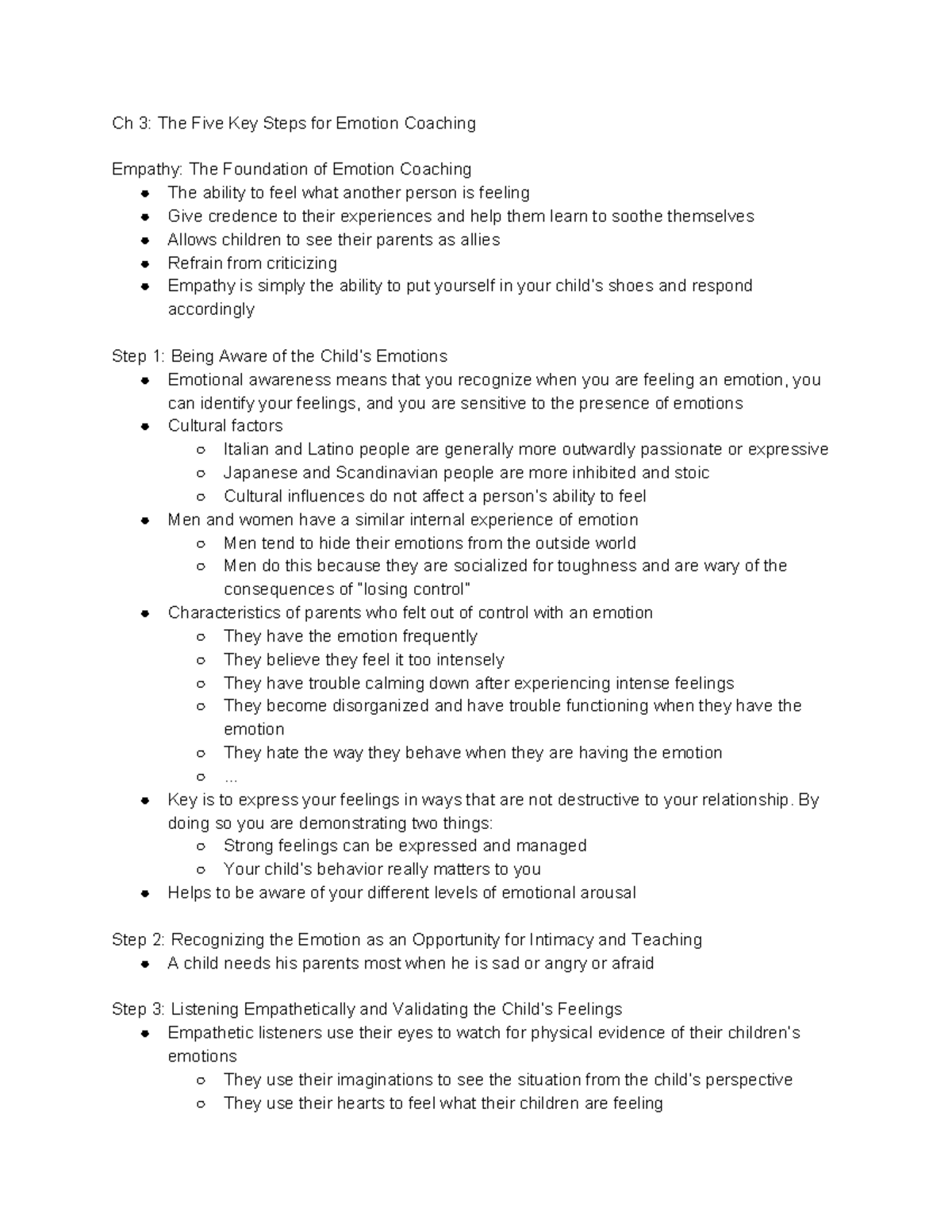CH 3: Gottman’s 5 Key Steps to Effective Emotion Coaching - Studocu