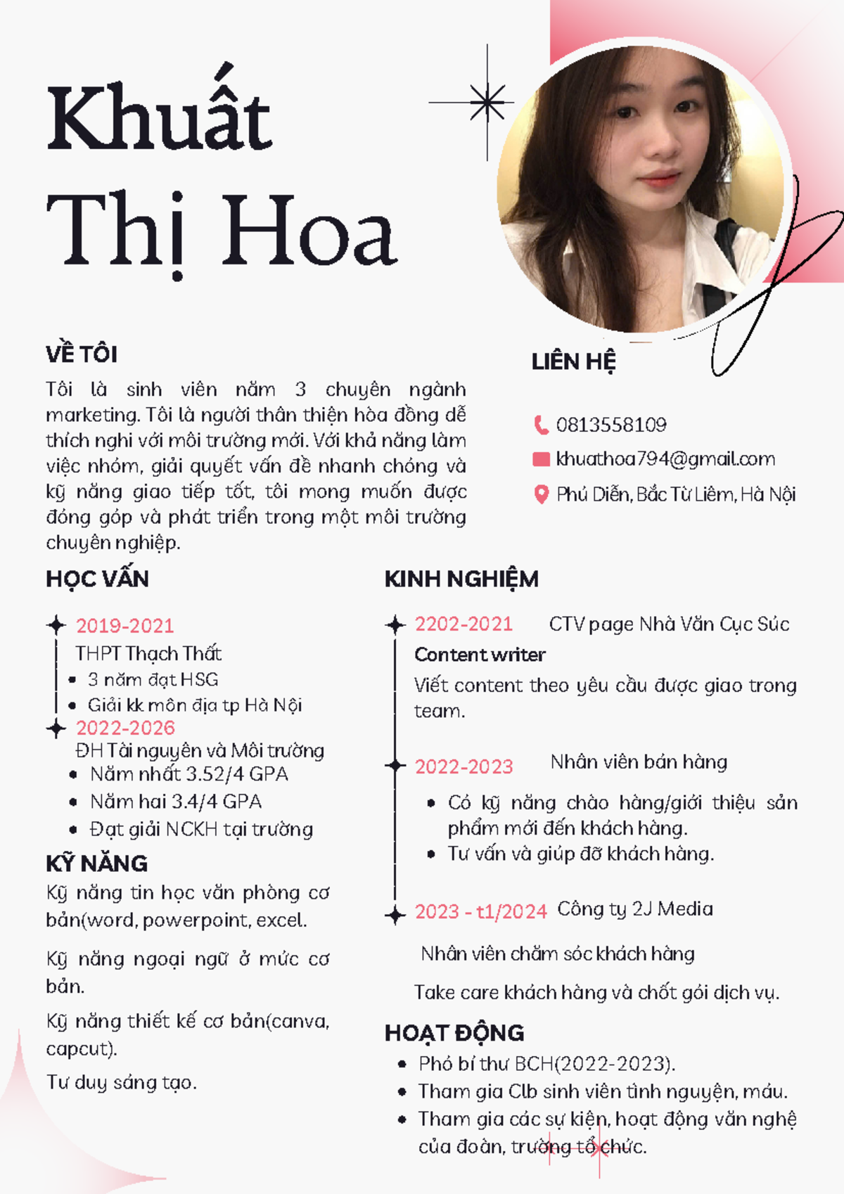 Cv kth - rtyi - ThThịị HoaHoa Kỹ năng tin học văn phòng cơ bản(word ...