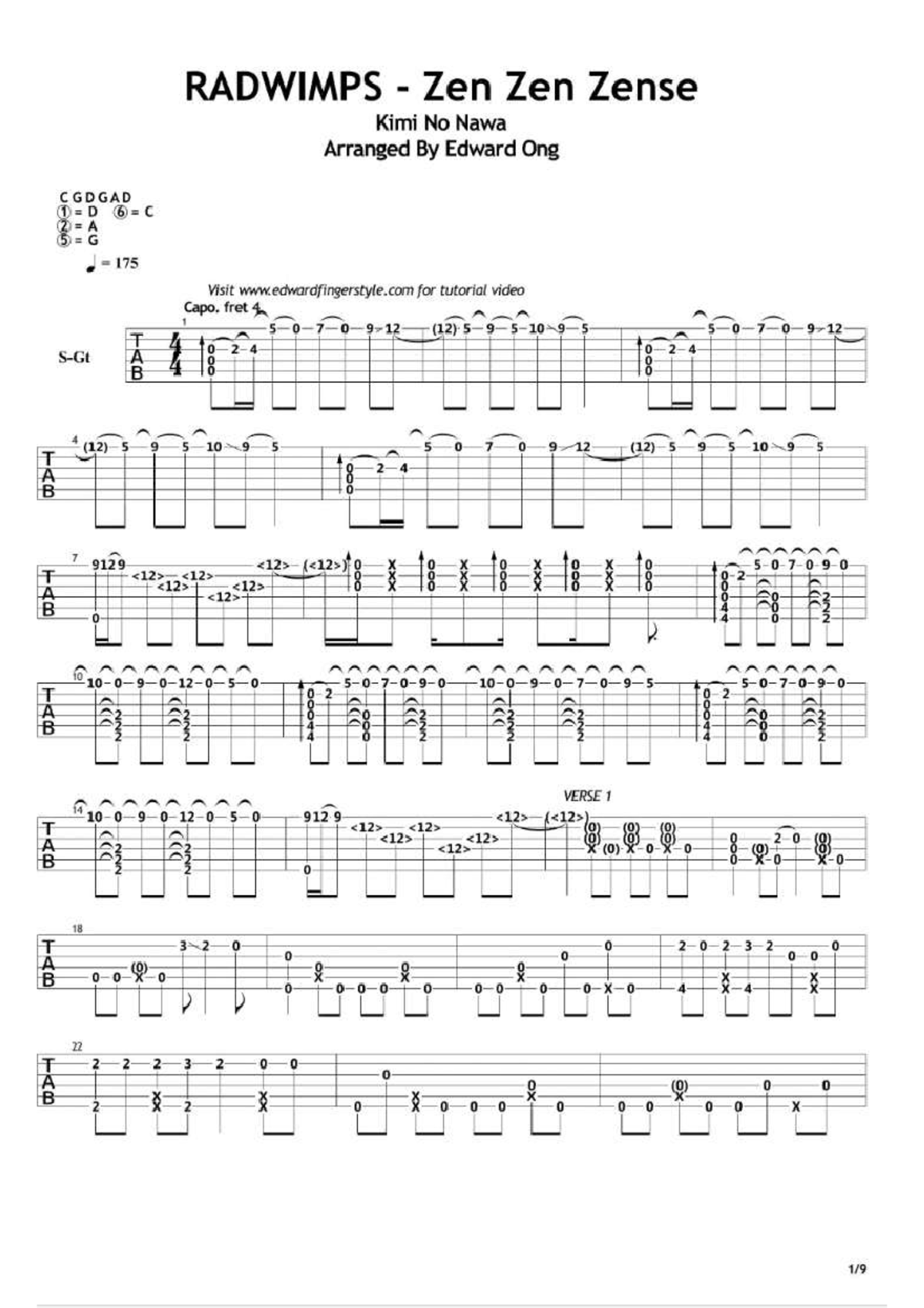 RADWIMPS Zen Zen Zense Arranged Tutorial Video CGDGAD 1 D 6 c 2 A 5 G ...