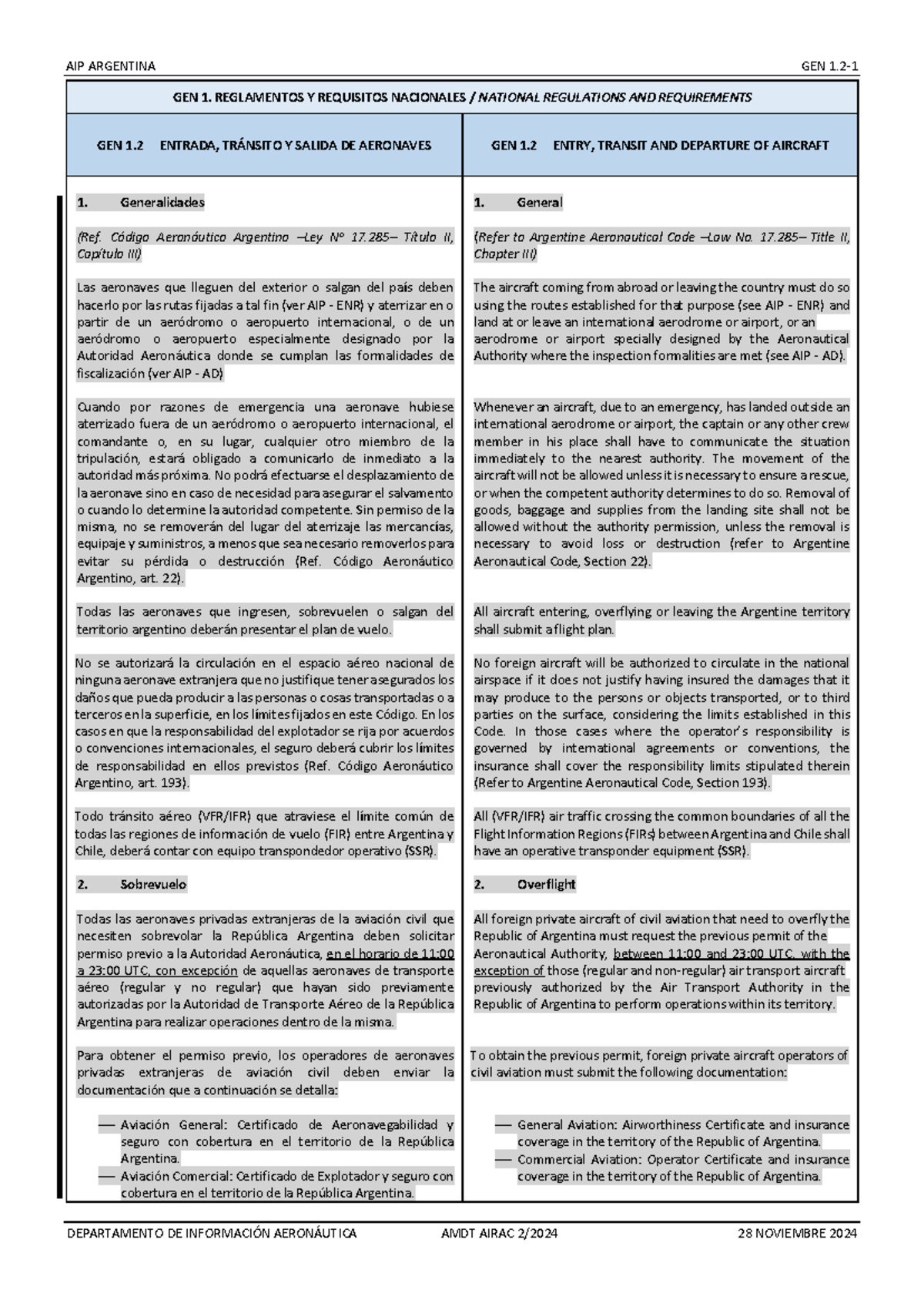 AIP ARGENTINA: GEN 1.2 - National Regulations for Aircraft Entry and ...