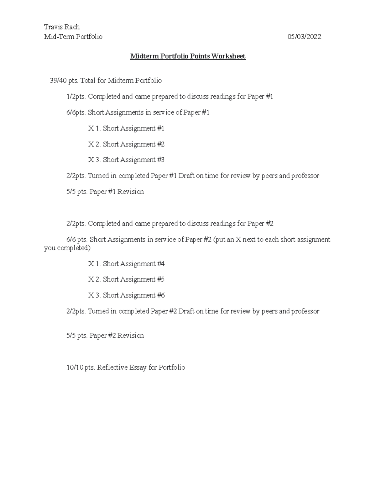 Midterm Portfolio Reflection & Essays for COMP100 - 05/03 - Studocu