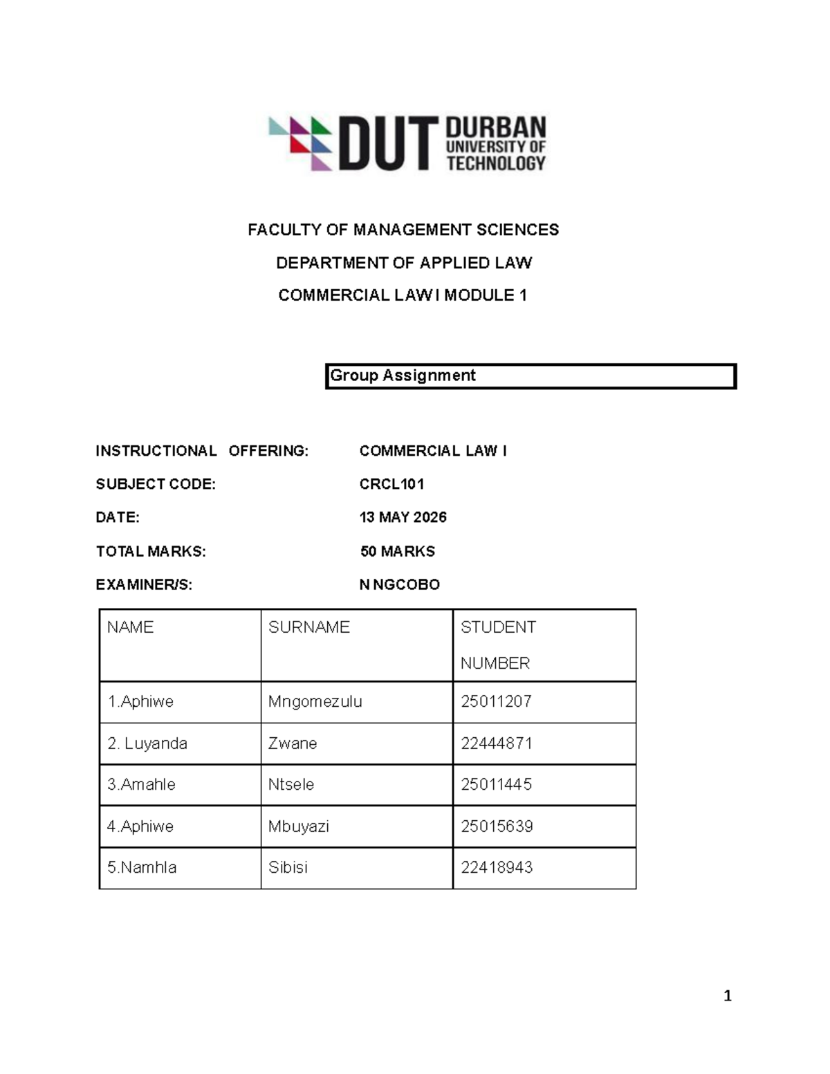 CRCL101 Group Assignment: Commercial Law I Analysis - Studocu