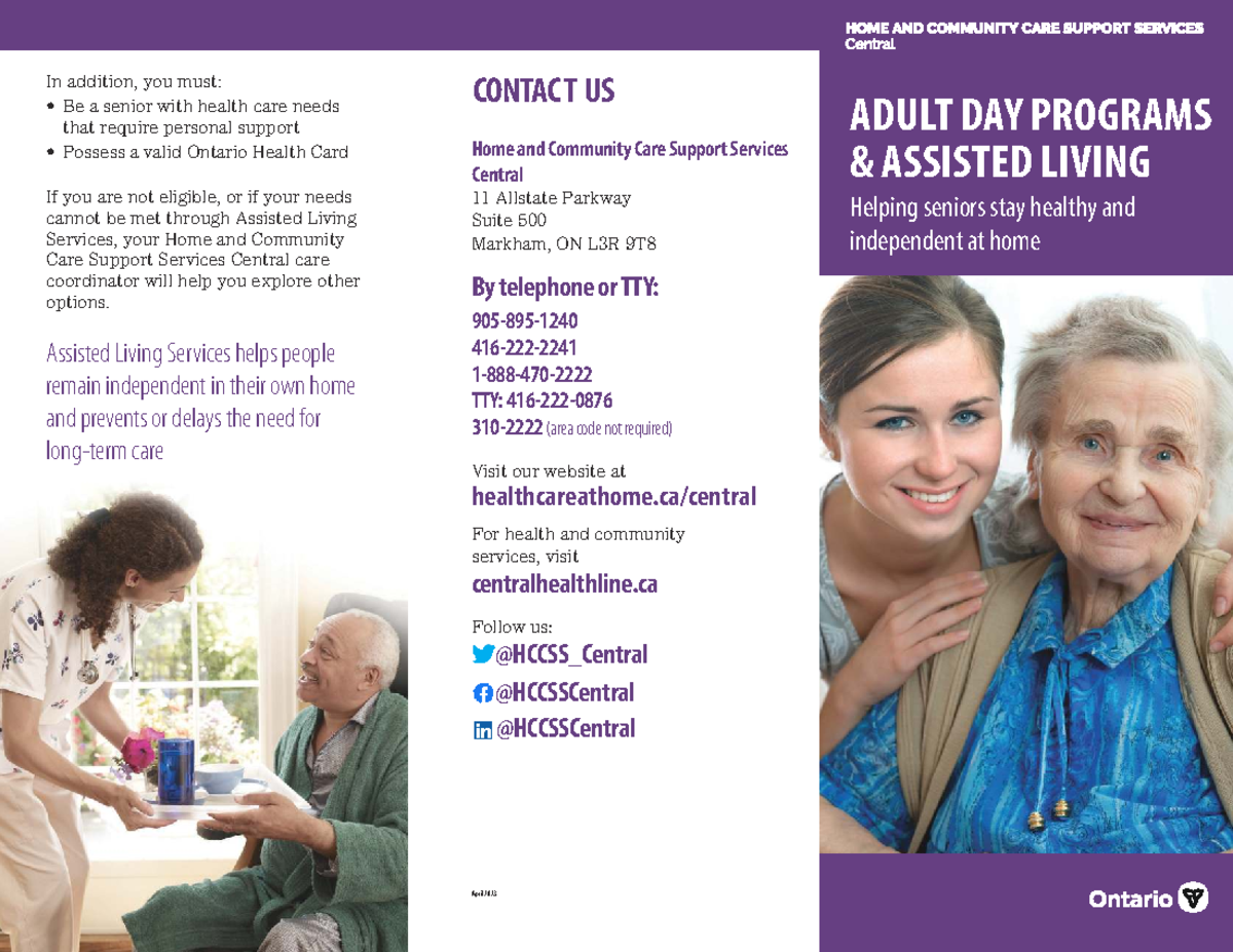 CEN 2023 Adult Day Programs & Assisted Living Services - Studocu