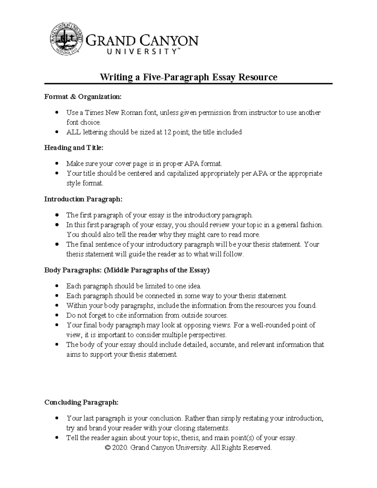 UNV-104-RS-T4-Five Paragraph Essay Writing Guidelines - Studocu