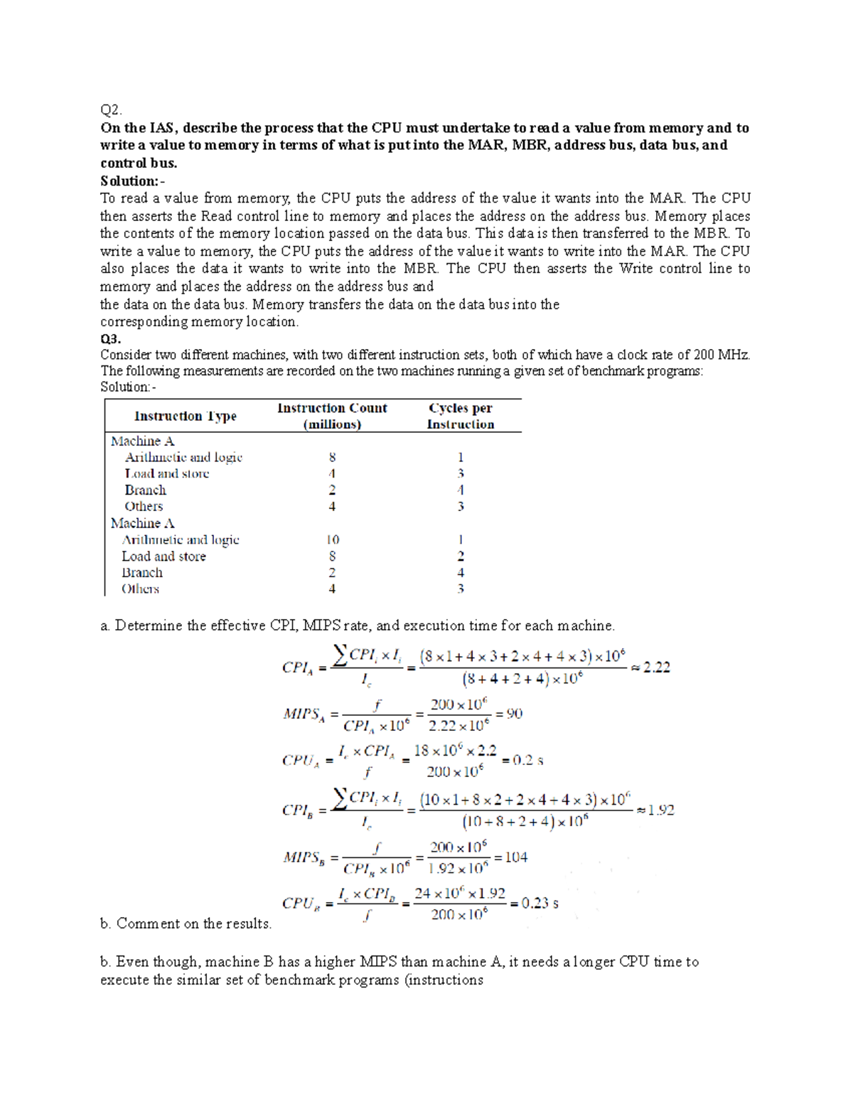 CPU Memory Instruction Reading & Writing Process Solutions - LEARNCODE - Studocu