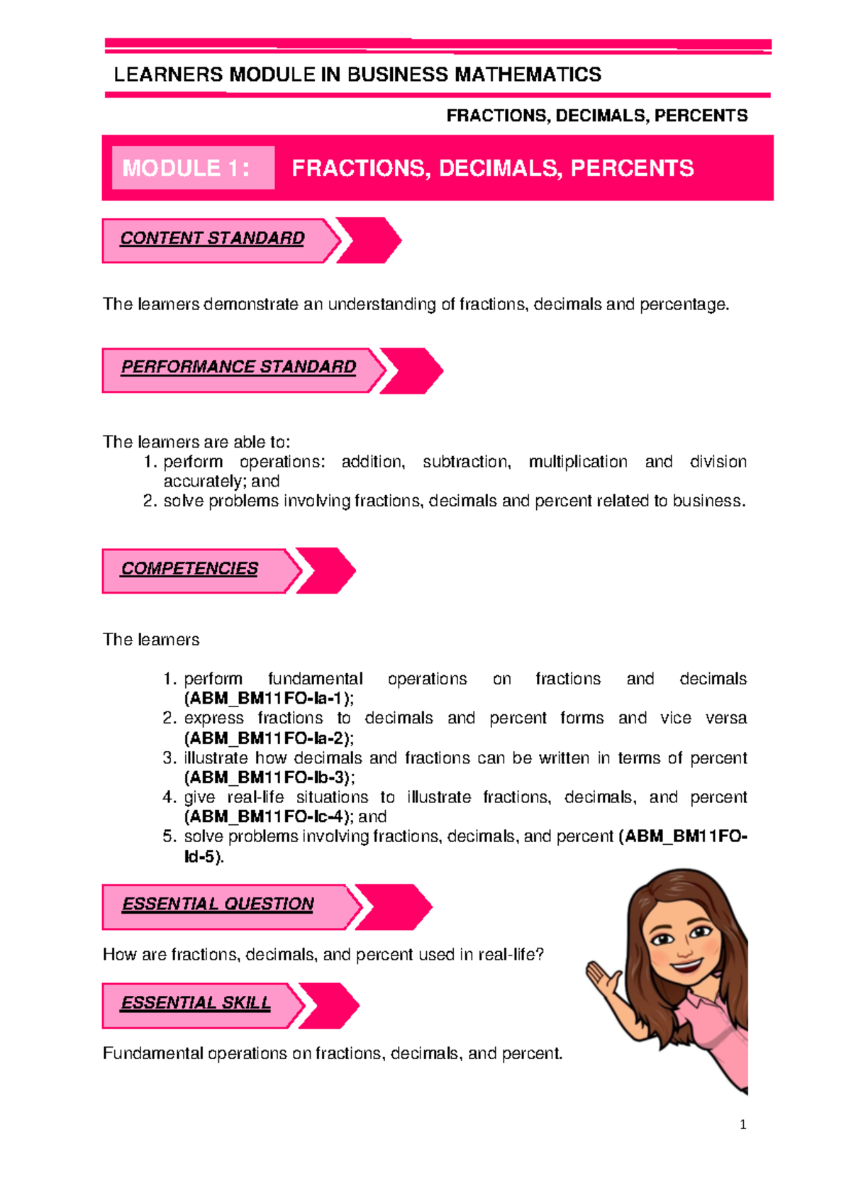 Business MATH Module 1: Mastering Fractions, Decimals & Percents - Studocu