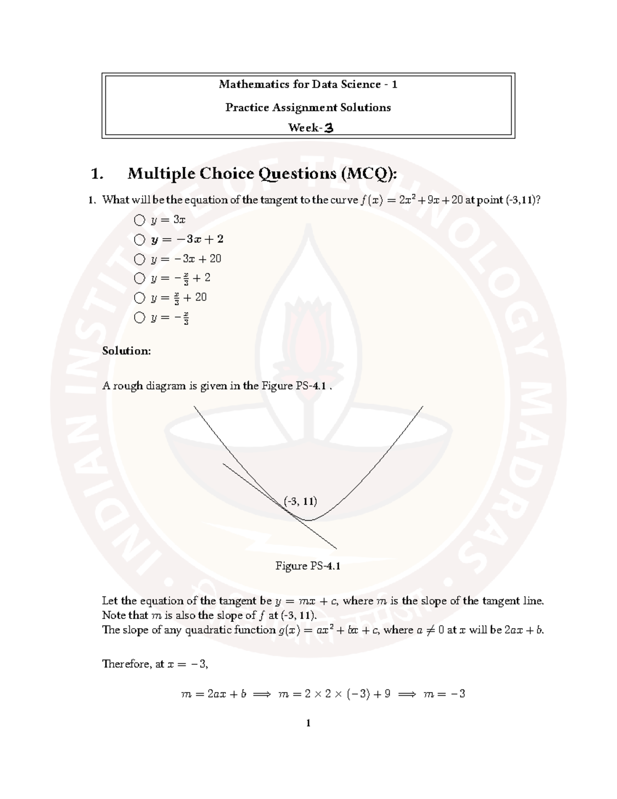 Mathematics for Data Science 1 Week 3 Practice Assignment Solutions ...