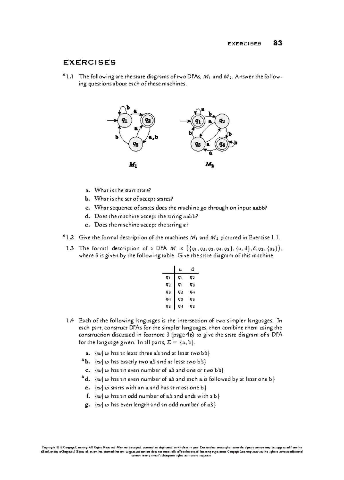 DFA practice questions with answers - EXERCISES 83 EXERCISES A1 The ...