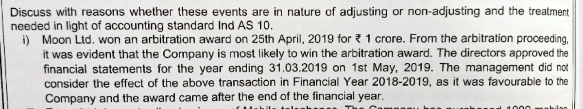 Ind AS 10: Adjusting vs Non-Adjusting Events Discussion - Moon Ltd ...
