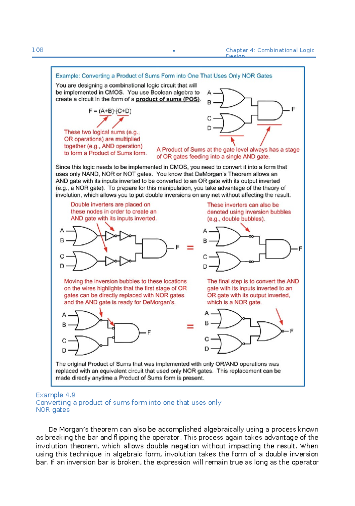 108 Chapter 4: Combinational Logic Design - NOR Gate Techniques and Analysis - Studocu