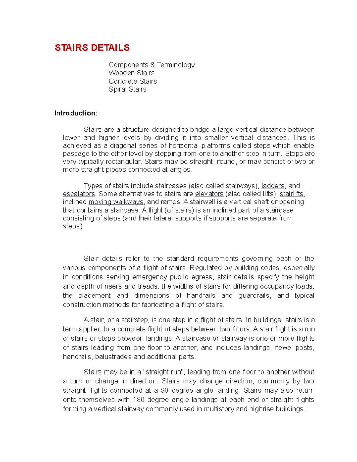 Stairs Design & Construction: Overview of Types and Terminology - Studocu