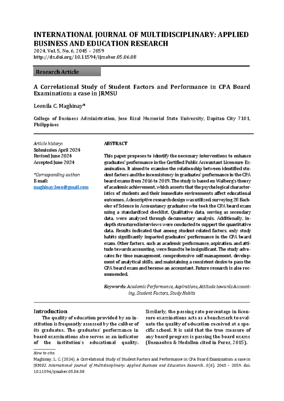 A Correlational Study of Student Factors and CPA Exam Performance ...
