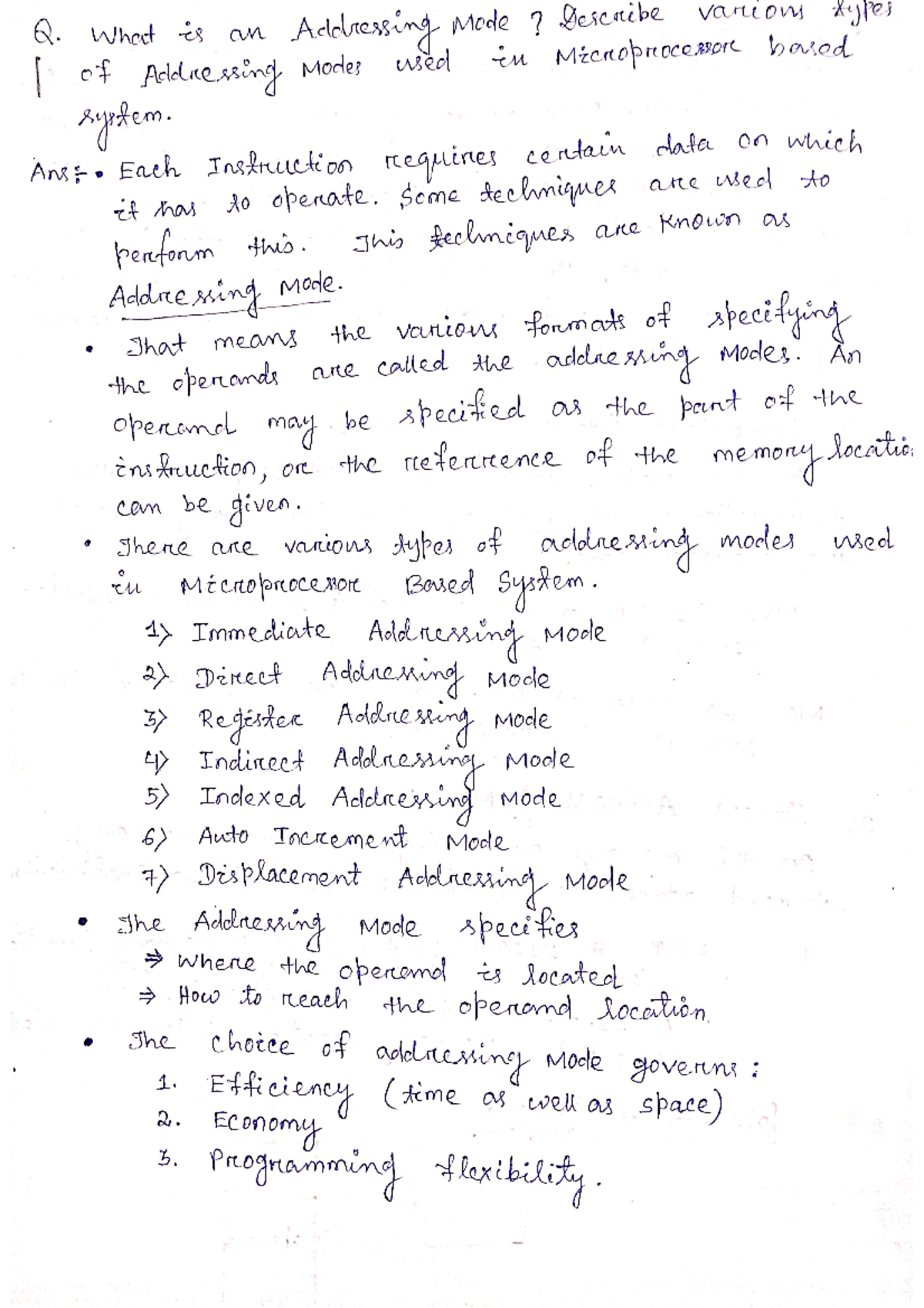 COA Unit 1: Overview of Addressing Modes in Microprocessor Systems ...