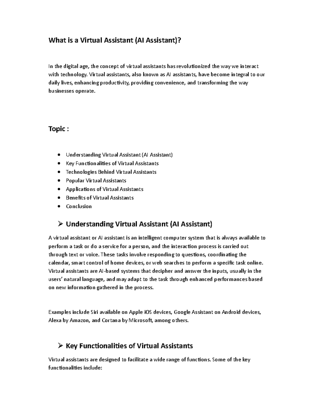 Understanding Virtual Assistants (AI Assistants) - A Comprehensive ...