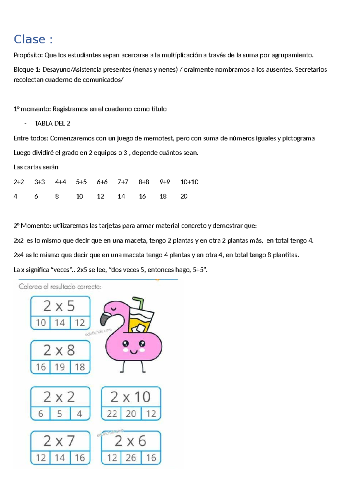 Secuencia Matemática 2A: Multiplicación y Suma Repetida - Abril 2025 ...