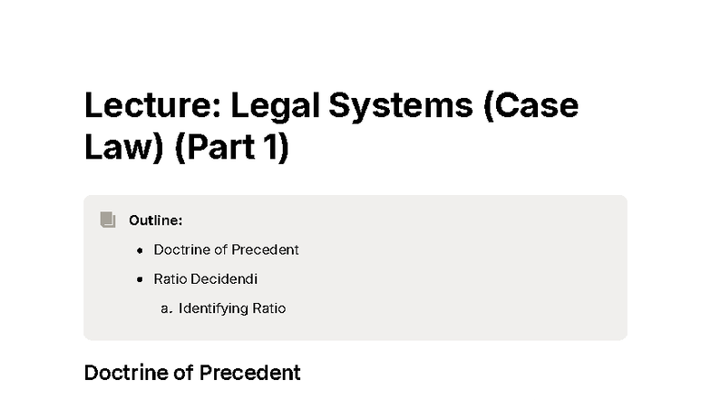 Lecture: Legal Systems (Case Law) (Part 1) - Doctrine of Precedent ...