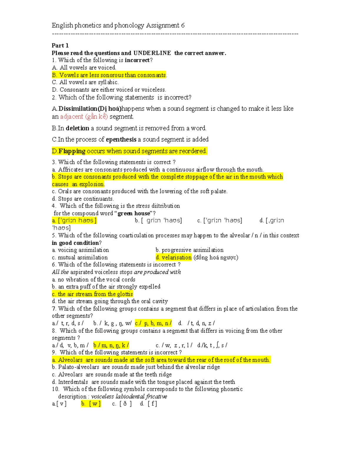 English Phonetics and Phonology Assignment 6: Key Concepts and ...