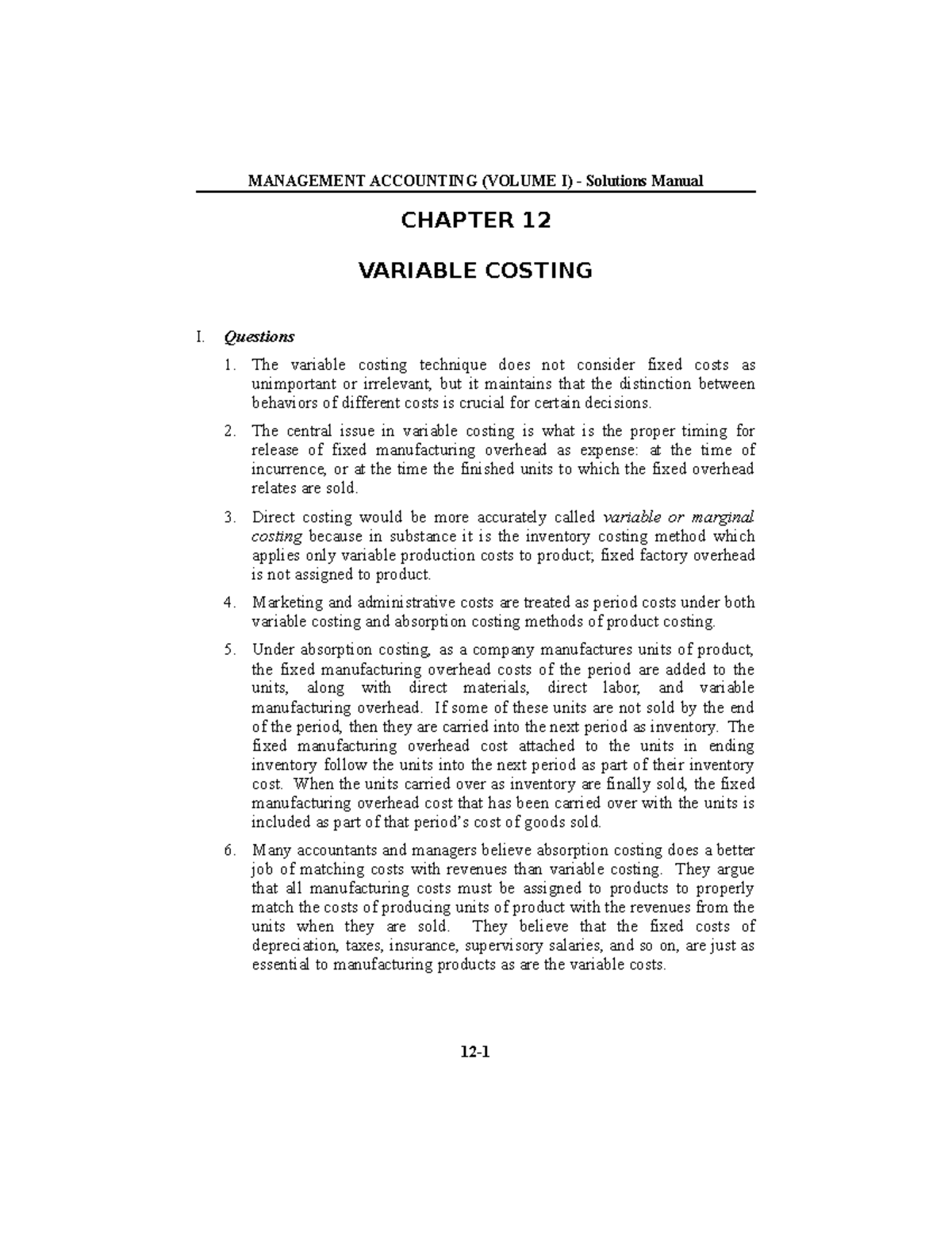 Chapter-12-Answer - Manual - MANAGEMENT ACCOUNTING (VOLUME I ...