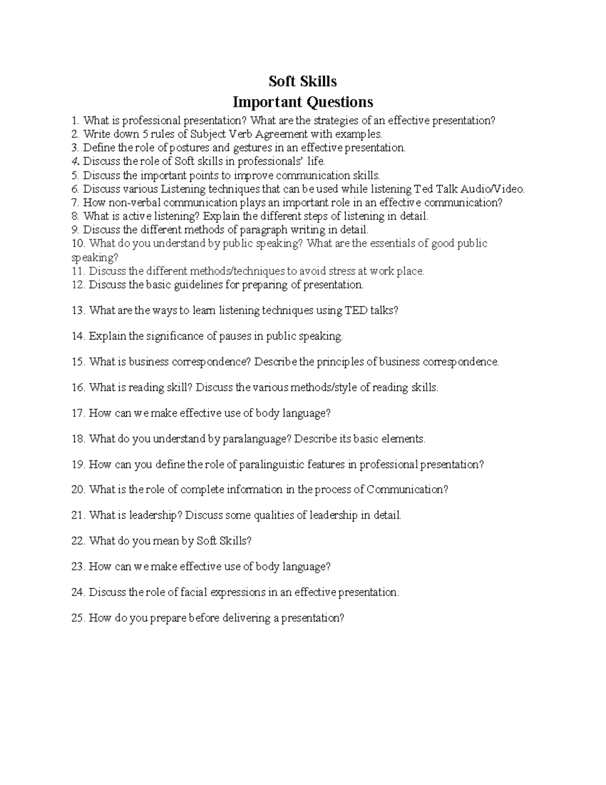 Soft Skills & Essential Questions for Effective Presentations - Studocu