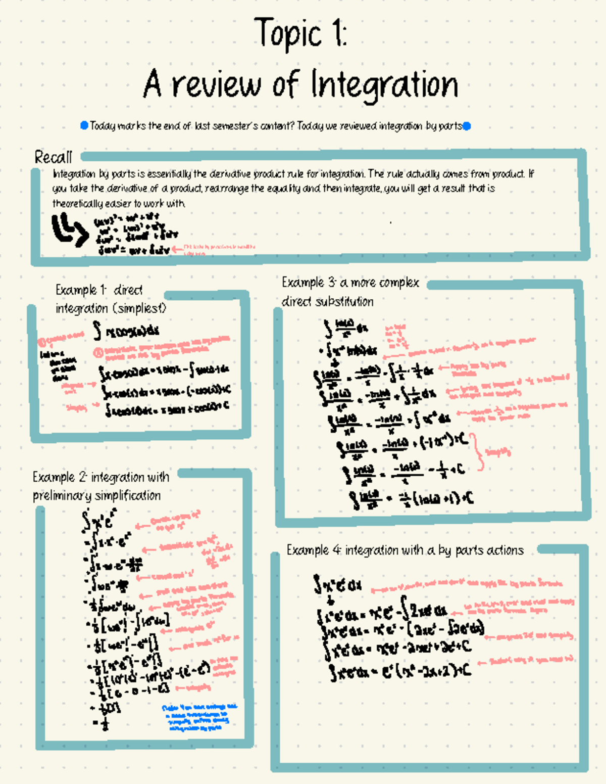 Lecture 3 - notes - Topic 1: A review of Integration Today marks the ...
