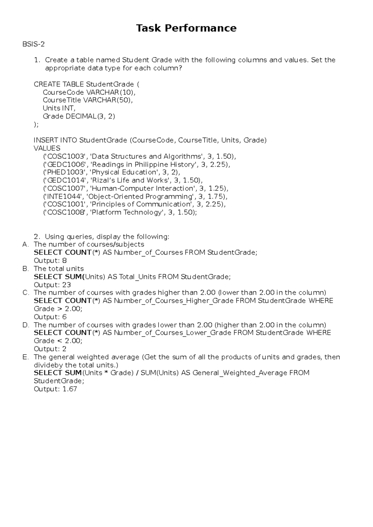 06 Lab Activity 1 - IP Addressing & Routing for BSC in IS - Studocu