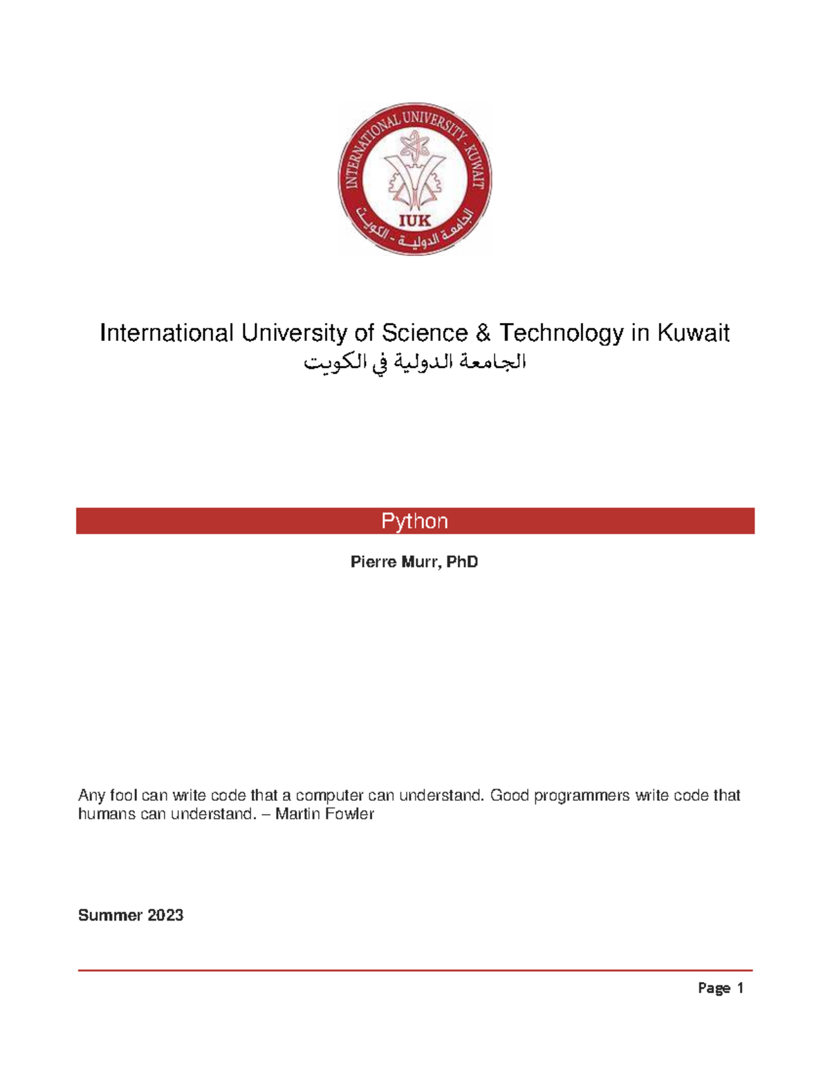 Python Programming Basics: A Comprehensive Guide (Summer 2023) - Studocu