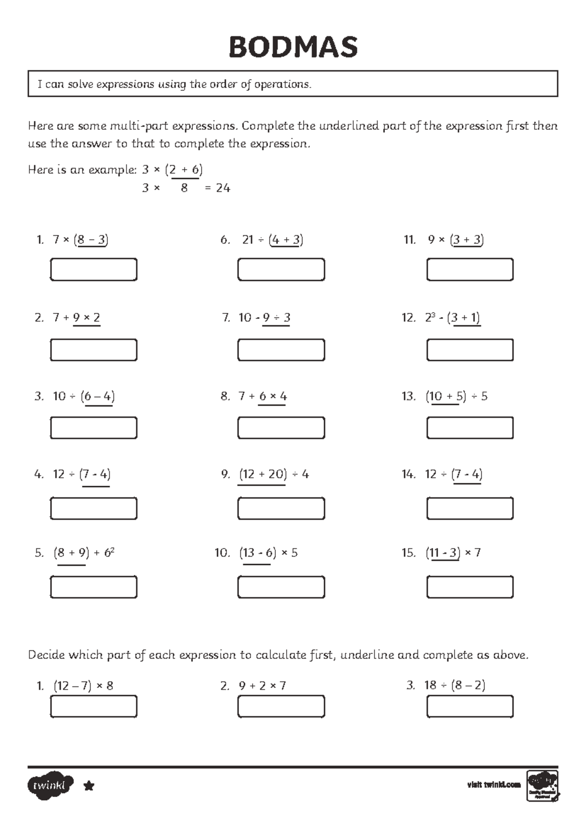 T2-m-4106 Year 6 BODMAS Order of Operations Activity Sheets - Studocu