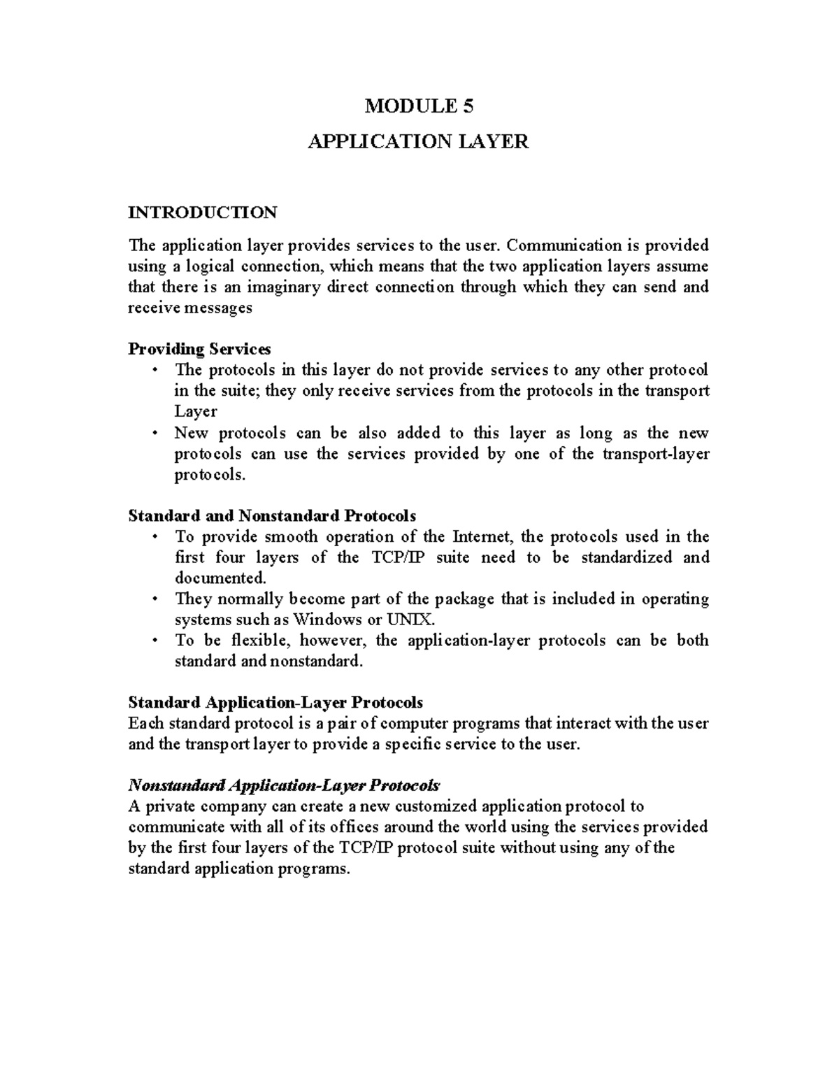 CN M5 - CN Module 5 notes - MODULE 5 APPLICATION LAYER INTRODUCTION The ...