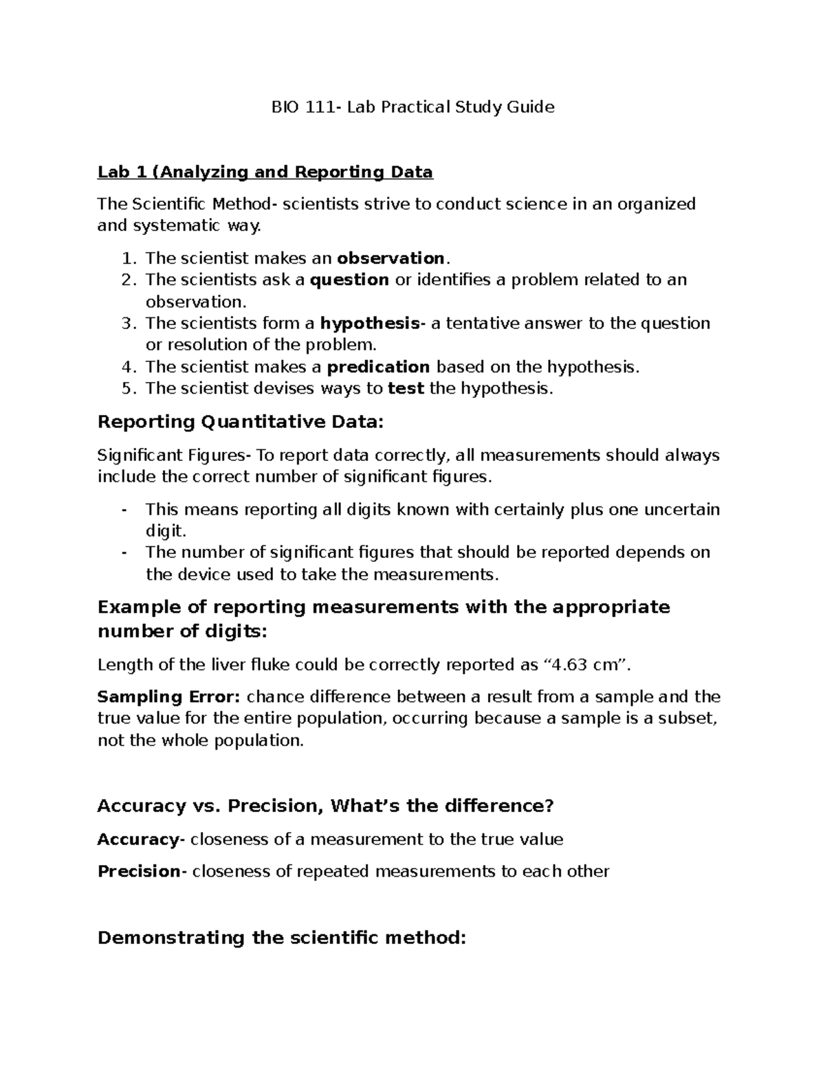 BIO 111 Lab Practical Study Guide: Mitosis, Meiosis & Respiration - Studocu