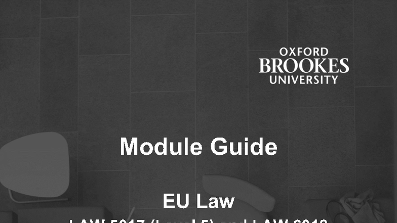 Module Guide for EU Law LAW 5017 & LAW 6018 (2025-26) - Studocu
