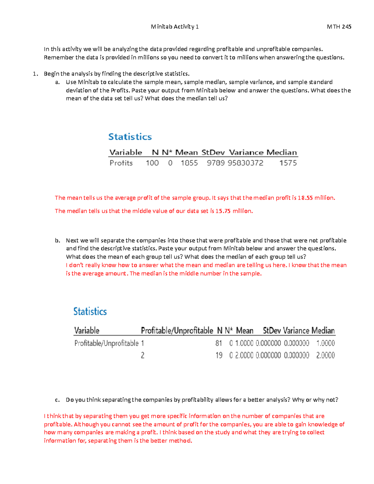 Minitab Activity 1 - Remember the data is provided in millions so you need to convert it to ...