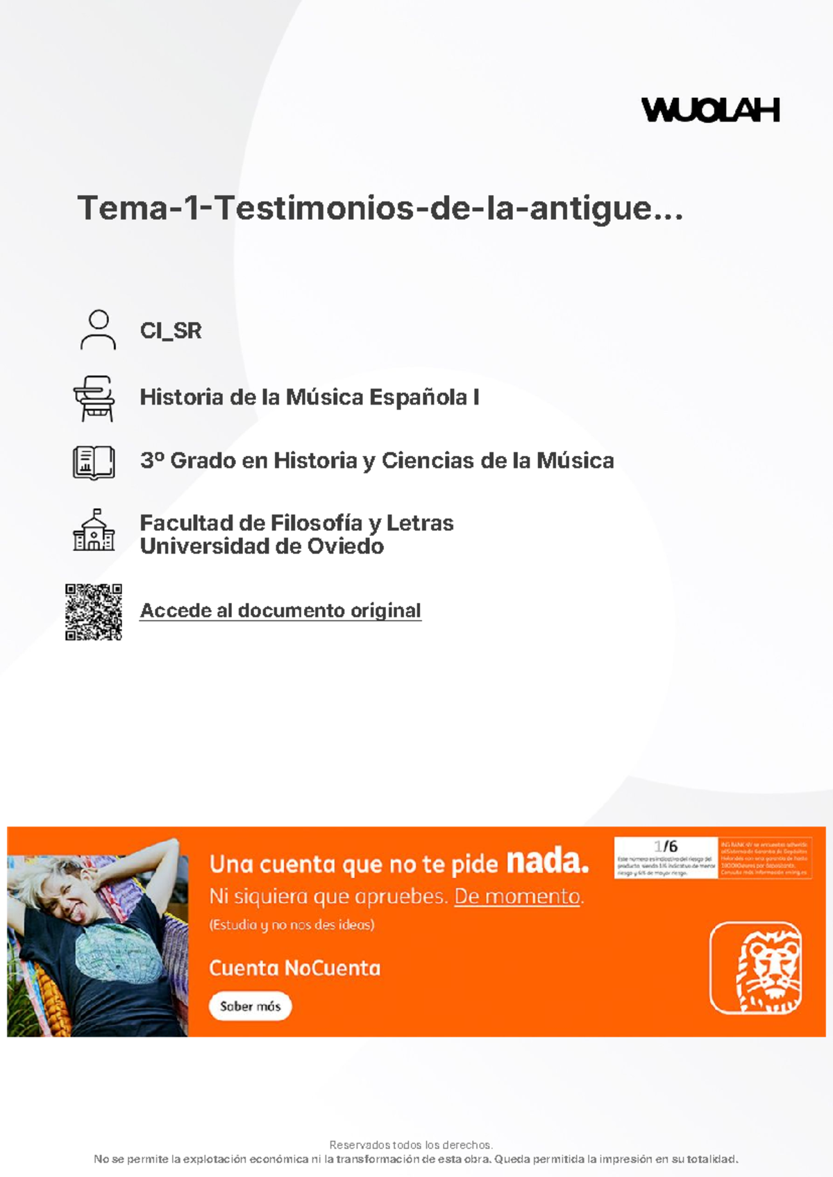 Cl_SR Música Española I: Testimonios Musicales de la Antigüedad - Studocu